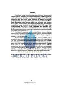 ANALISIS TEKNO-EKONOMI STUDI KELAYAKAN PERENCANAAN PEMASANGAN PEMBANGKIT LISTRIK TENAGA SURYA ...